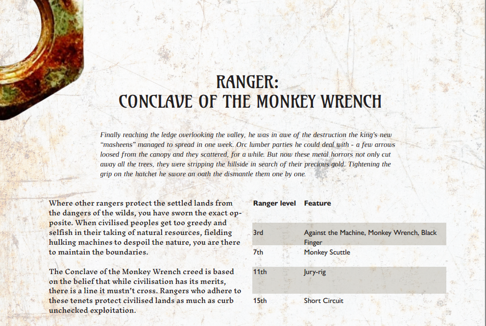 Ranger: Conclave of the Monkey Wrench – Rashundai Games